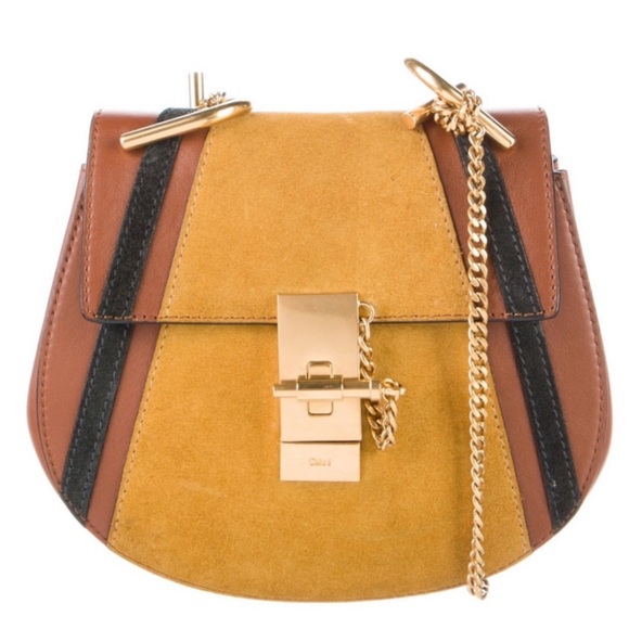Chloe | Bags | Authentic Chloe Drew Brown Leather Suedetrimmed Chain ...